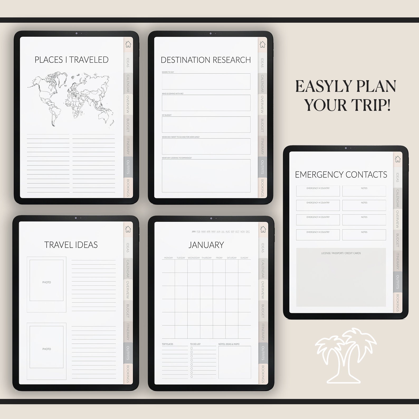 Digital Travel Planner for Ipad: Itinerary & Budget (PDF With 500 ...