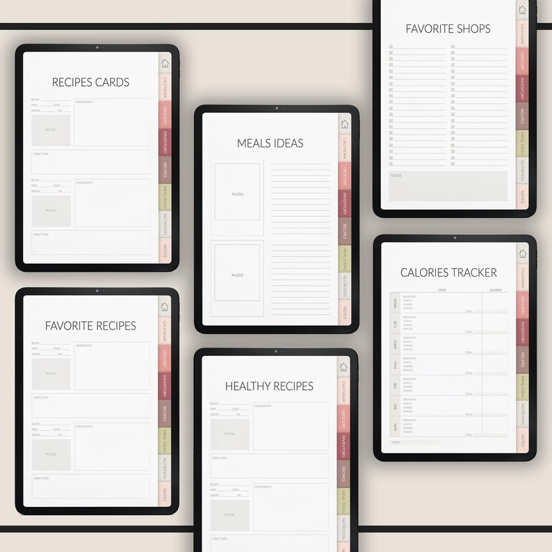 Digital Meal Planner + 500 Stickers | Weekly Meal Prep & Grocery List ...