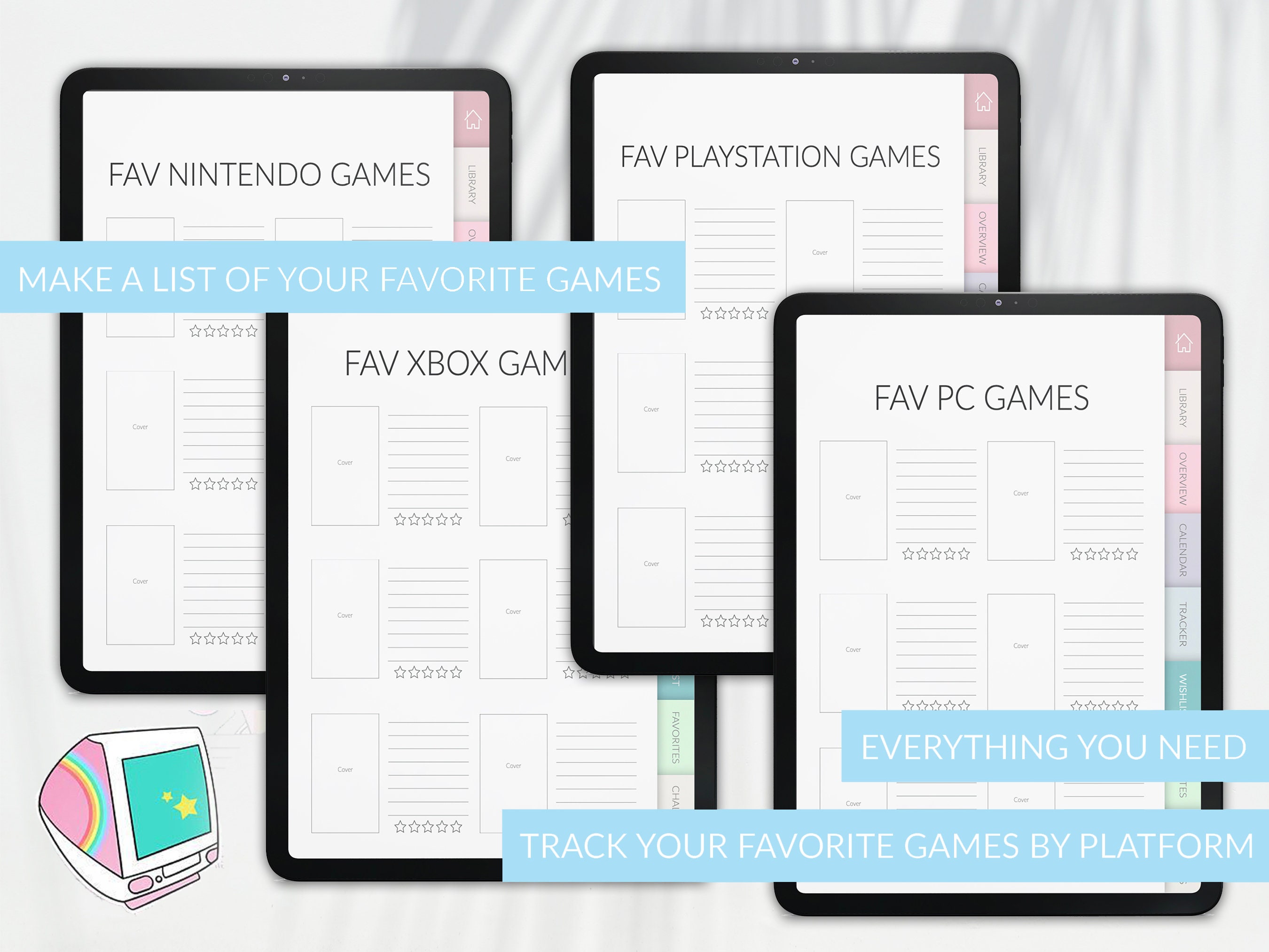 Digital Gaming Journal Play Log, Games Library Progress Tracker ...