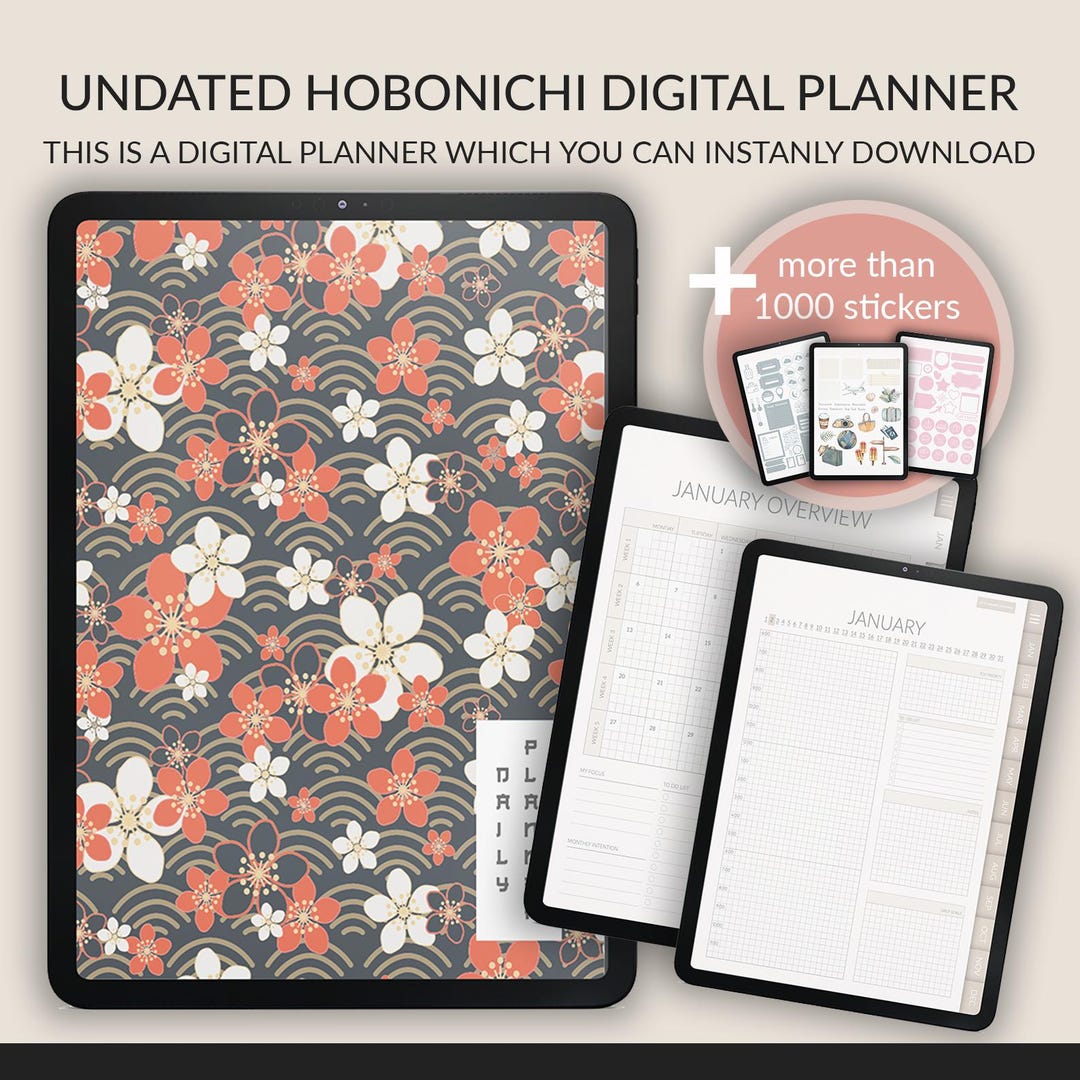 Undated Hobonichi Digital Planner: Daily, Weekly, Monthly (PDF) - Etsy