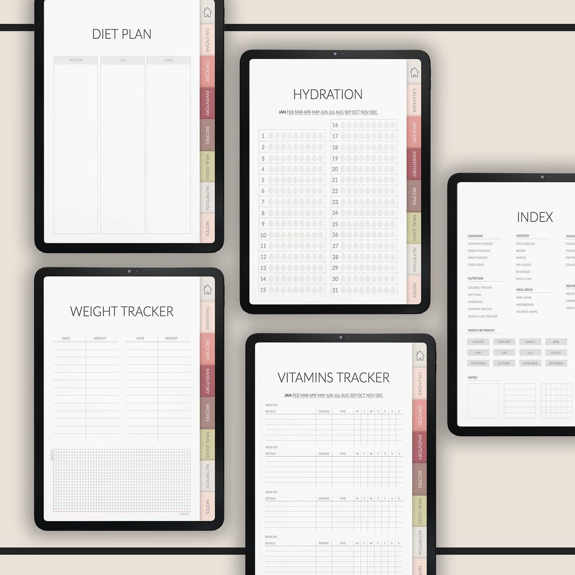 Digital Meal Planner: Weekly Prep & Grocery List (PDF With 500 ...