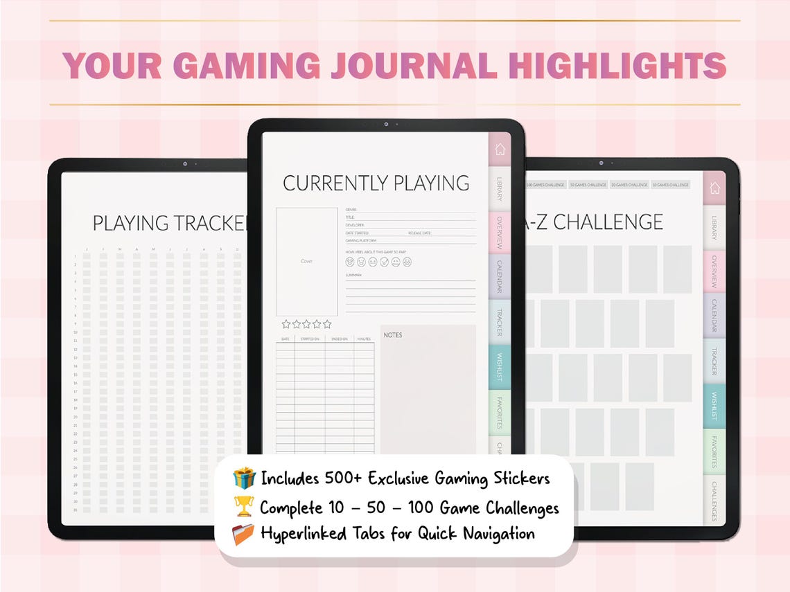 Digital Gaming Journal for Gamers | Goodnotes PDF Planner + 500 ...