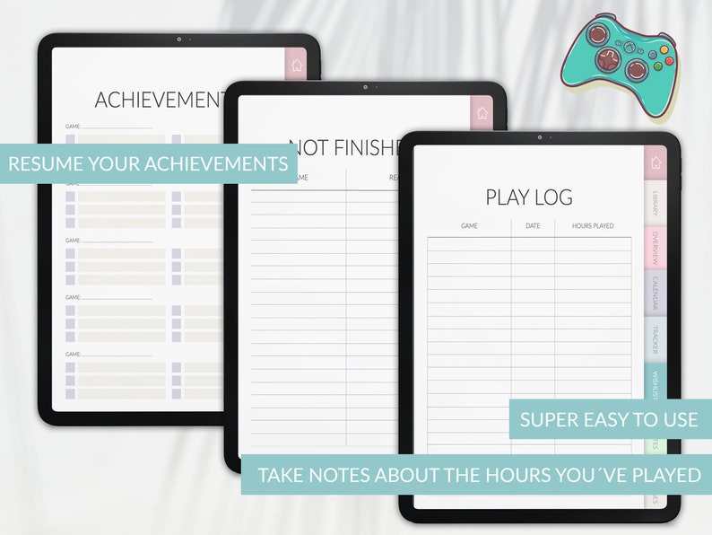 Digital Gaming Journal Gaming Tracker Wishlist Play Log - Etsy