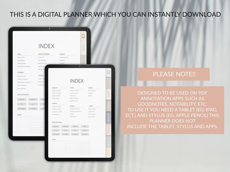 Digital Travel Bundle Adventure Pack Undated Digital Planner Vacation ...