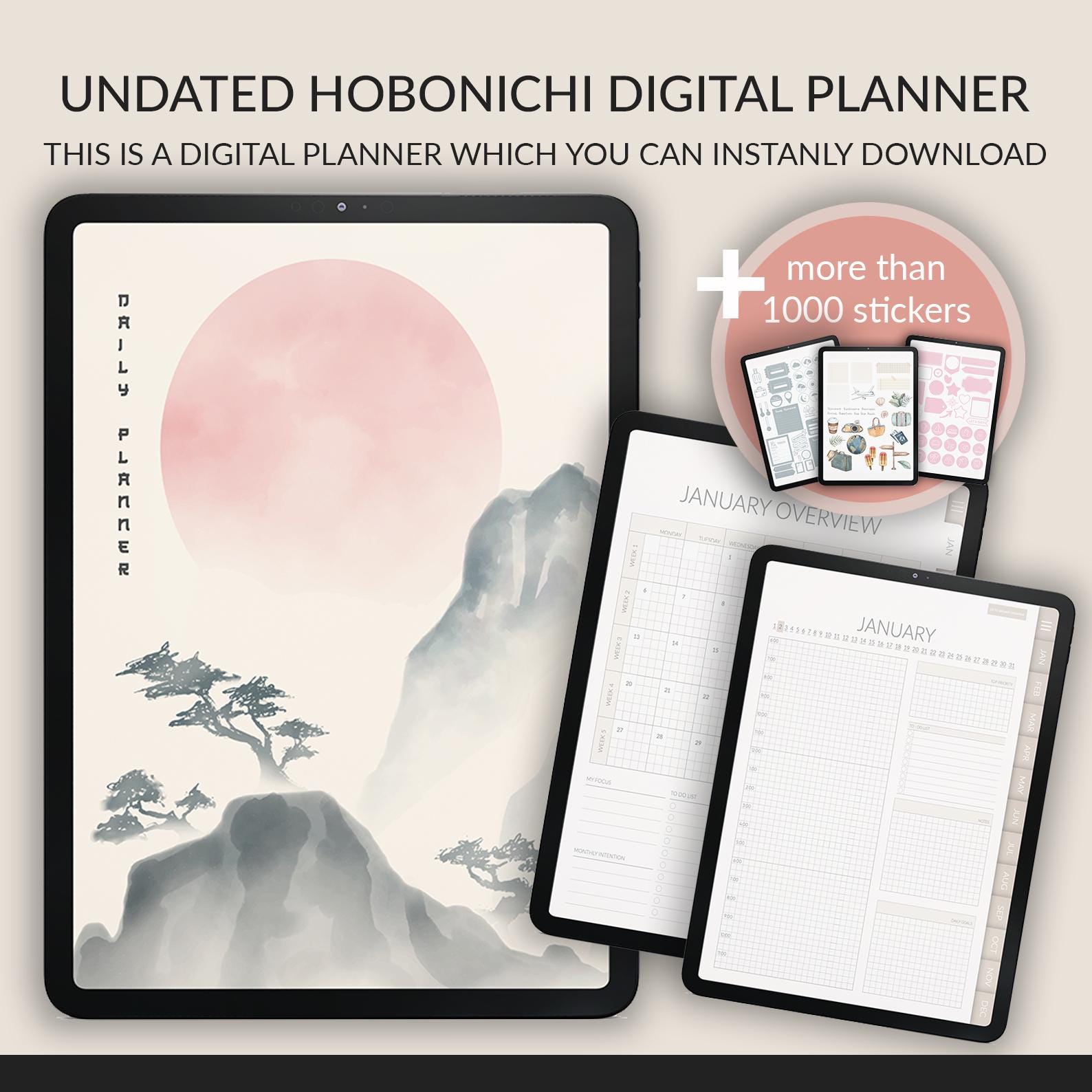 Undated Digital Hobonichi Planner | iPad Compatible | Daily, Weekly ...