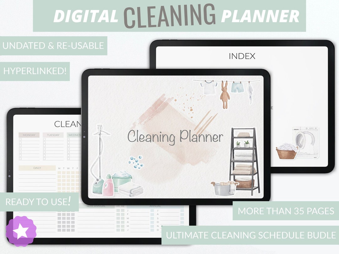 Digital Cleaning Planner | Printable | Journal, Schedule, Declutter ...