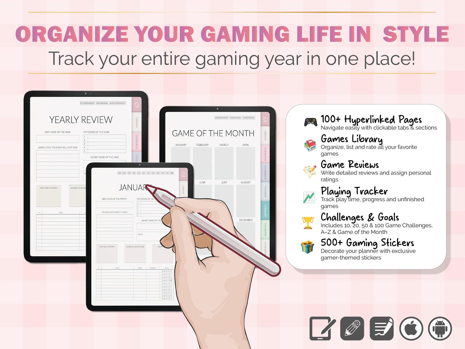 Digital Gaming Journal for Gamers | Goodnotes PDF Planner + 500 ...