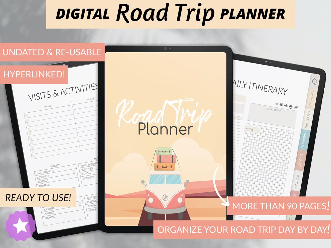 Digital Road Trip Planner Road Trip Diary Planner Budget Packing List ...