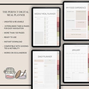 Digital Meal Planner + 500 Stickers | Weekly Meal Prep & Grocery List ...