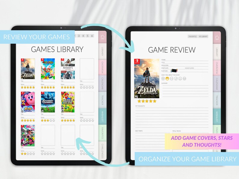 Digital Gaming Journal Play Log, Games Library Progress Tracker ...