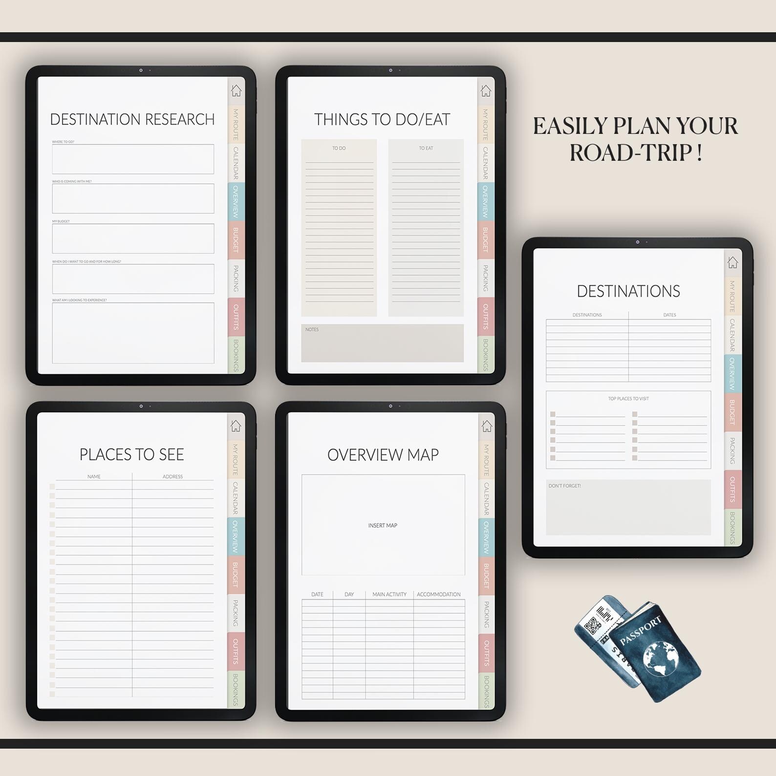 Digital Road Trip Planner: 500+ Stickers, Budget, Packing List ...