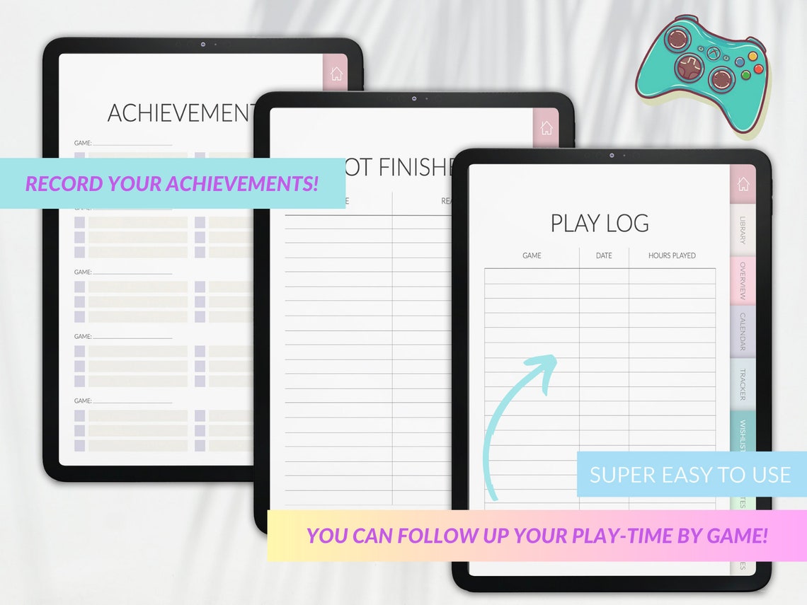 Digital Gaming Journal Play Log, Games Library Progress Tracker ...