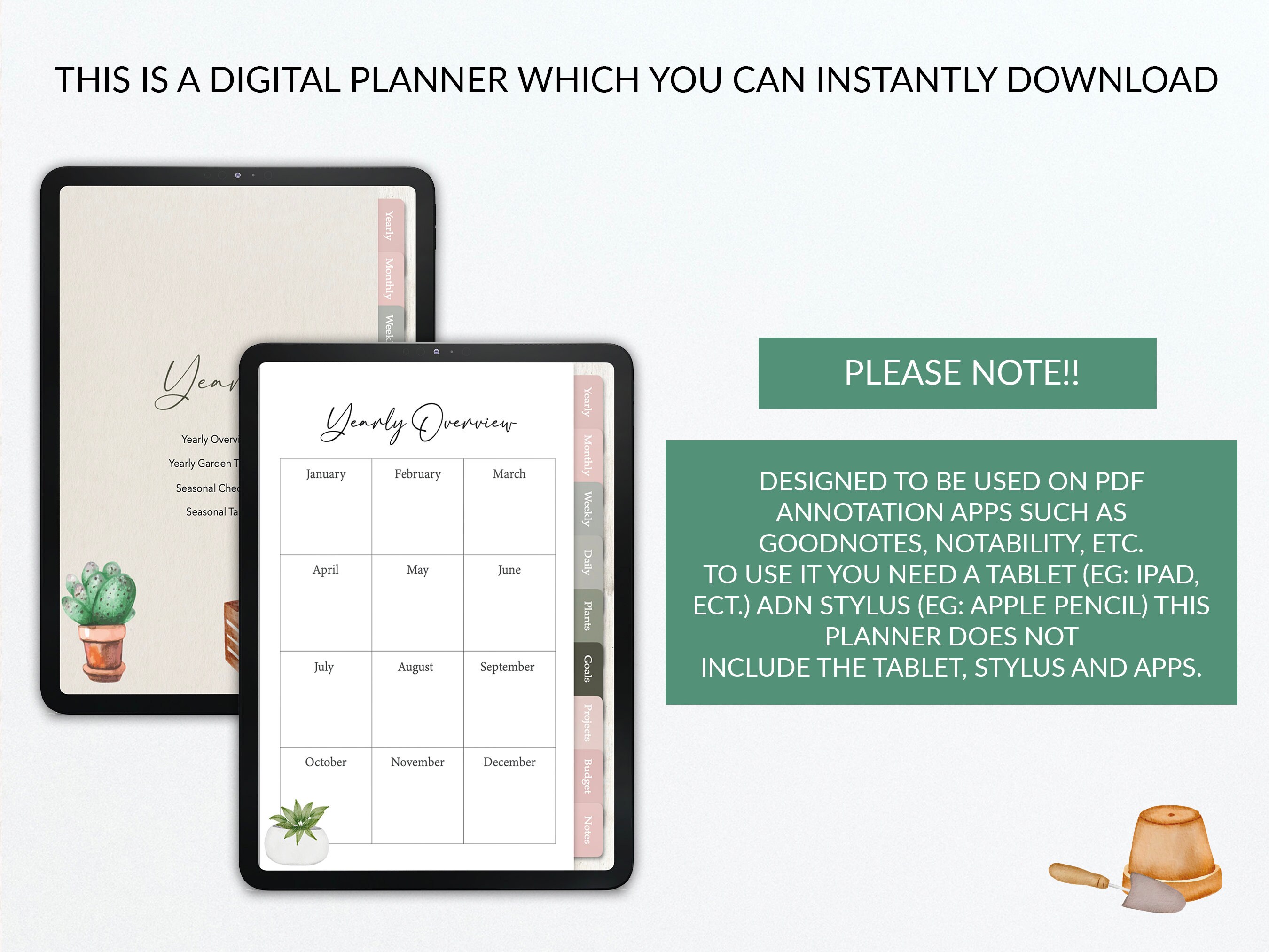 Digital Gardening Planner iPad Garden Journal, Plant Log Gardening ...