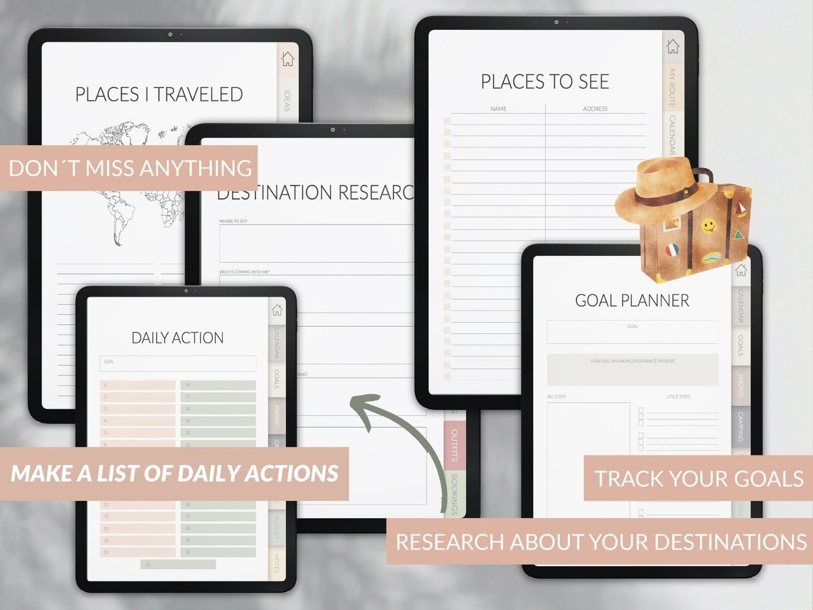 Digital Travel Bundle Adventure Pack Undated Digital Planner Vacation ...