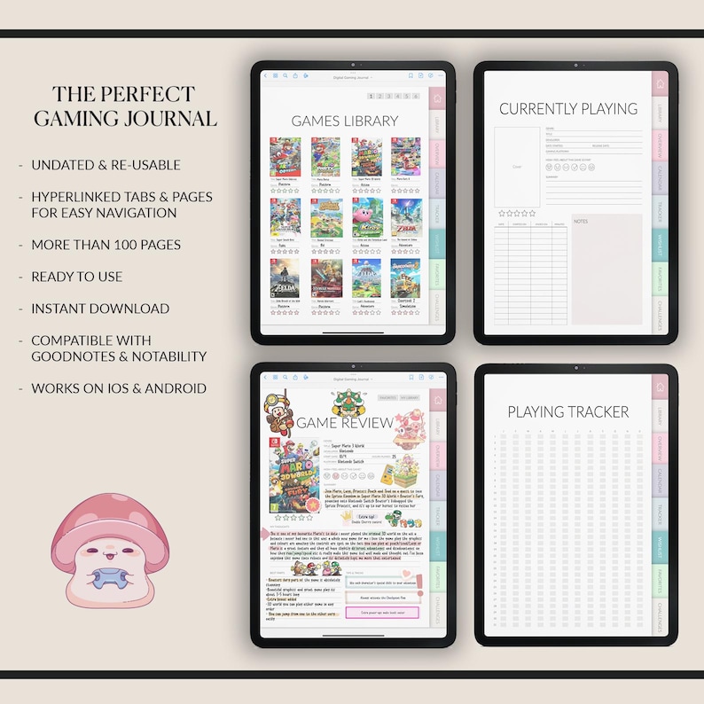 Gaming Journal 500 Stickers Cute Video Game Notebook Gamer's Logbook ...