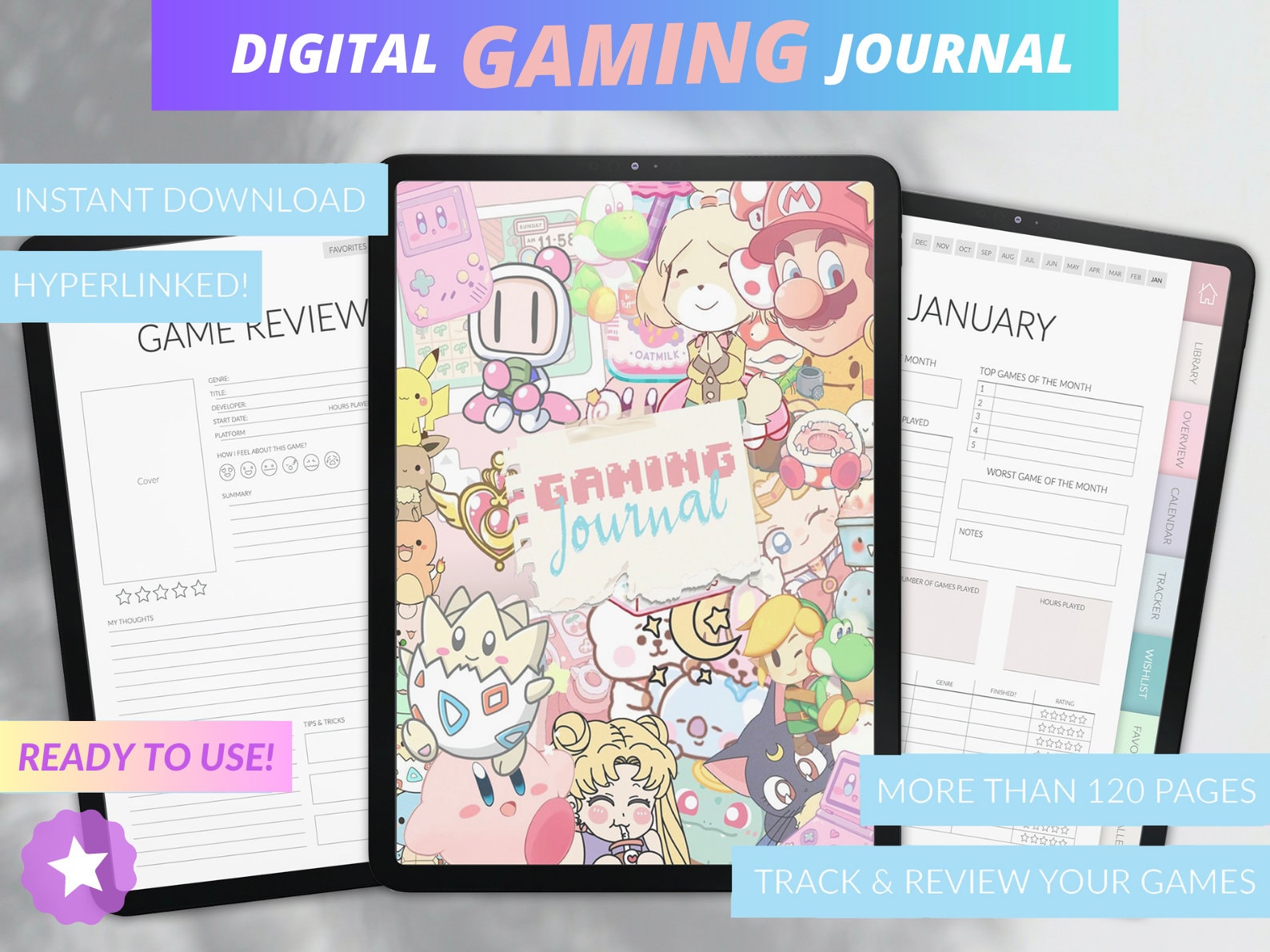 Digital Gaming Journal Play Log, Games Library Progress Tracker ...