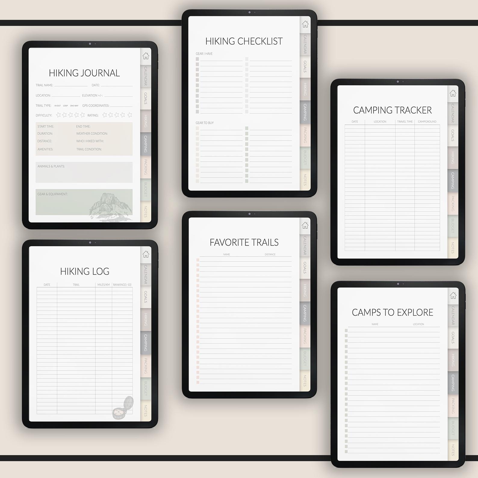 Digital Hiking Planner: Route Tracker, Gear List + 500 Stickers ...