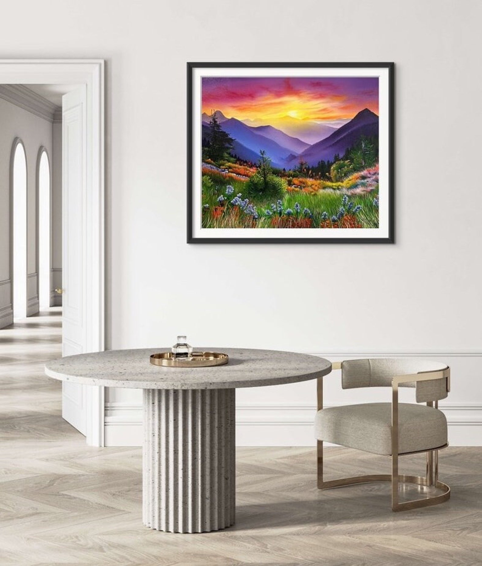 Saturated Sunset Colorful Over the Mountain Sunset Landscape, Fine Art ...
