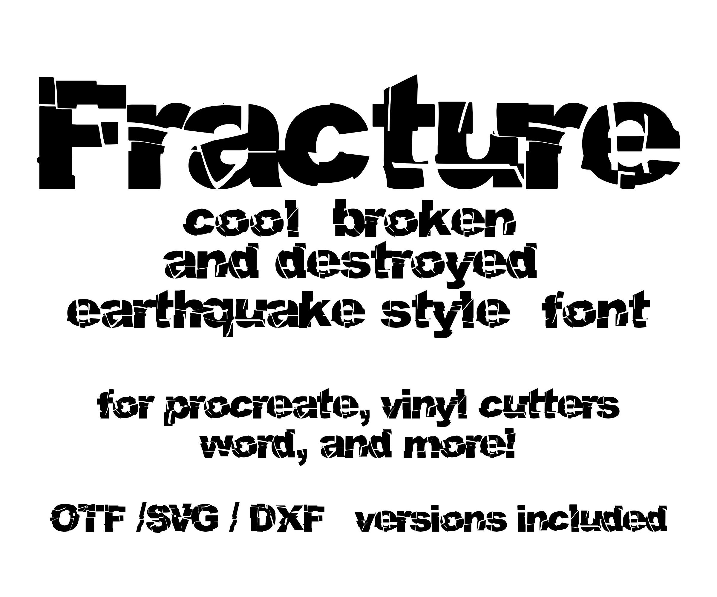 Earthquake font Destroyed font svg Fracture Font craft font | Etsy