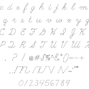Dotted Cursive Font, Cursive Handwriting Practice Font SVG Cursive ...