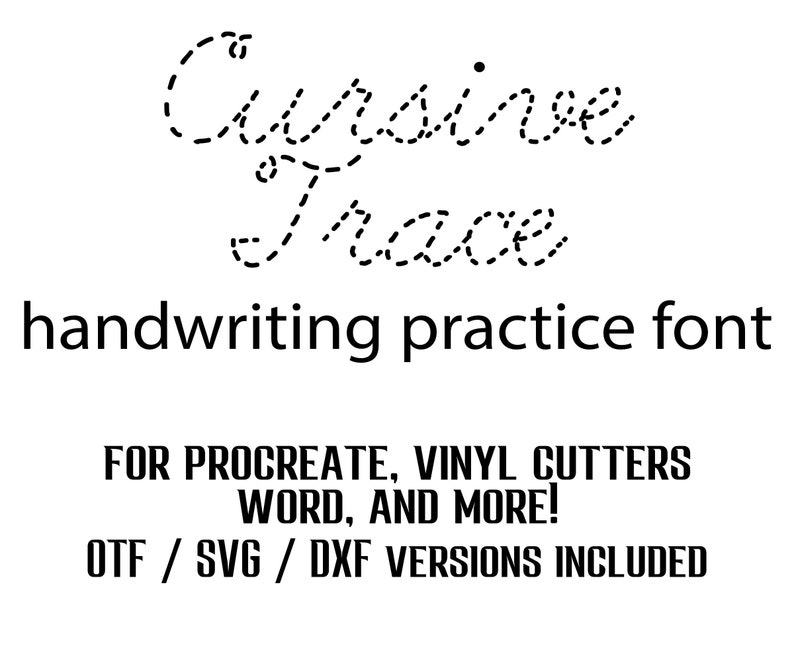 Dotted Cursive Font, Cursive Handwriting Practice Font SVG Cursive ...