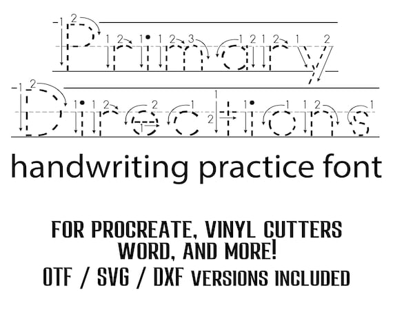 Dotted Handwriting Practice Font With Directions Dot to Dot | Etsy