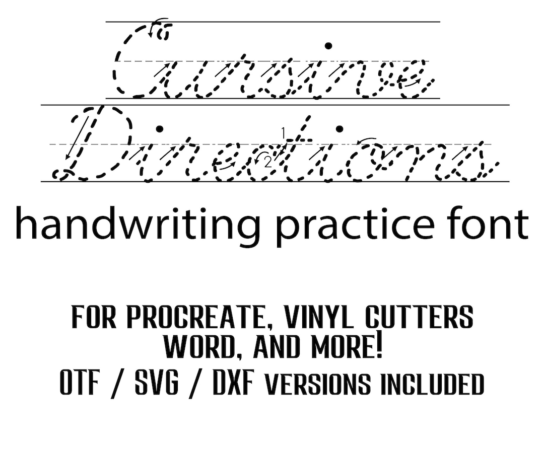 Dotted Cursive Handwriting Practice Font With Directions Dot to Dot ...