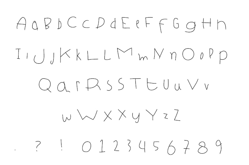 Child's Handwriting Font Svg Font Kid's Writing - Etsy