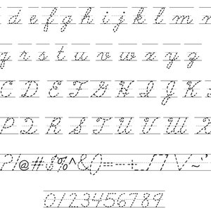 Dotted Cursive Font, Lined Cursive Handwriting Practice Font SVG, Dot ...