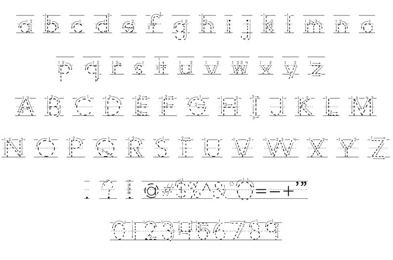 Dotted Handwriting Practice Font With Directions Dot to Dot - Etsy Canada