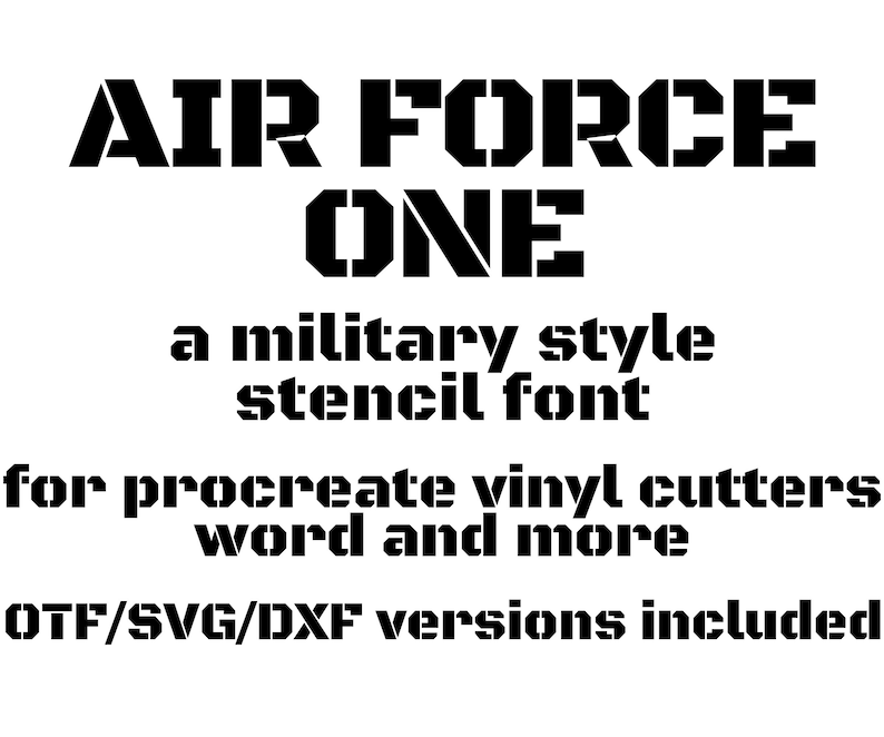 Air Force One font Military Font Stencil Font svg font dxf | Etsy