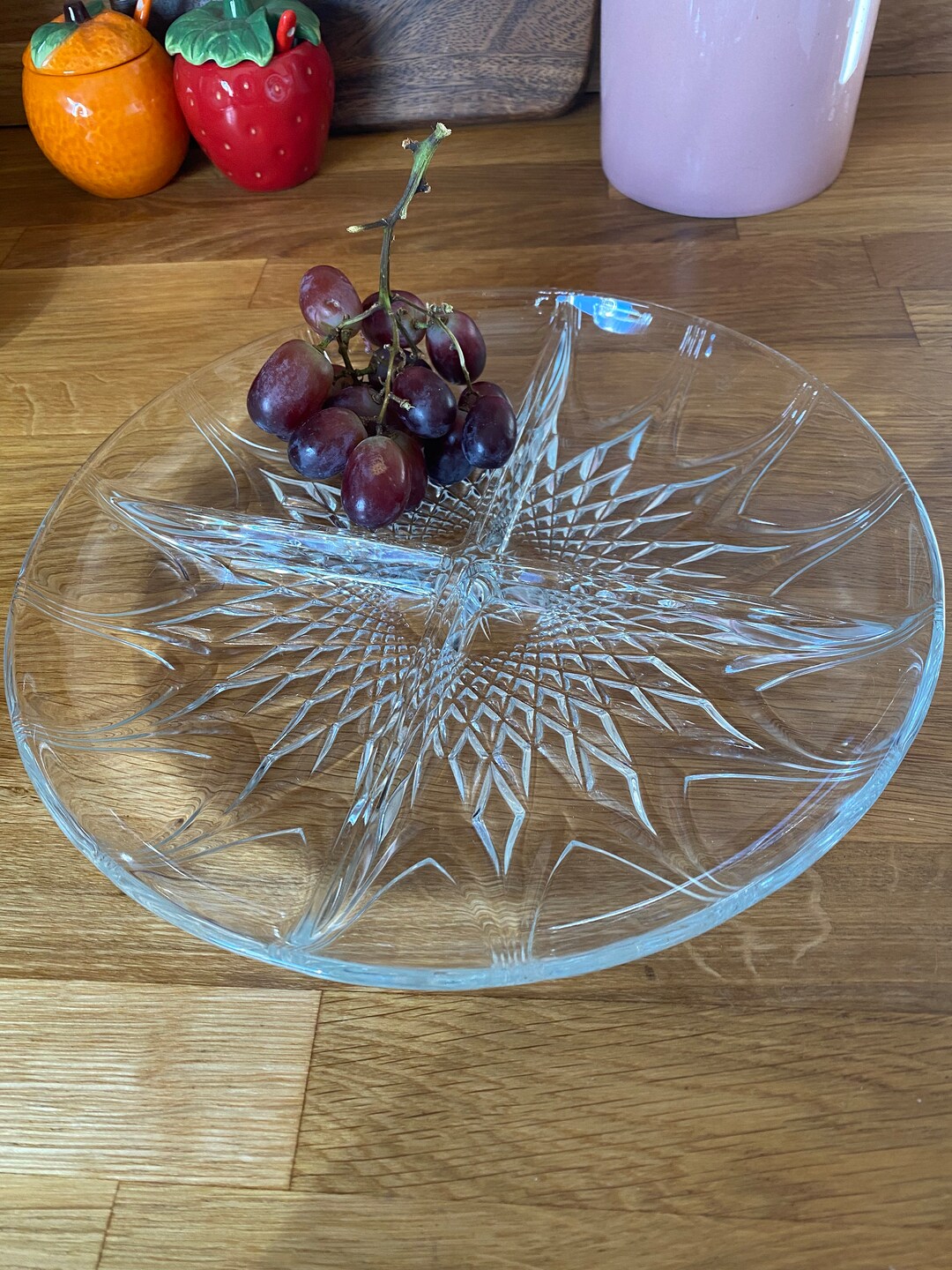 Vintage Glass Divided Serving Dish, Serving Plate, Vintage Glassware ...