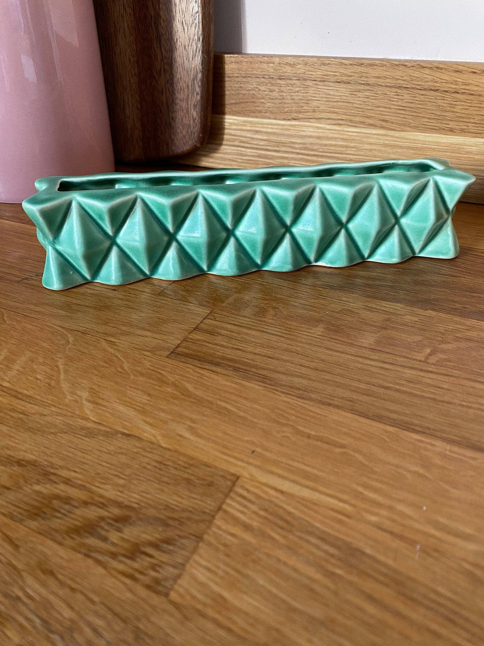 Falcon Ware England 481, Art Deco Green Diamond 8.5' Posy Trough ...