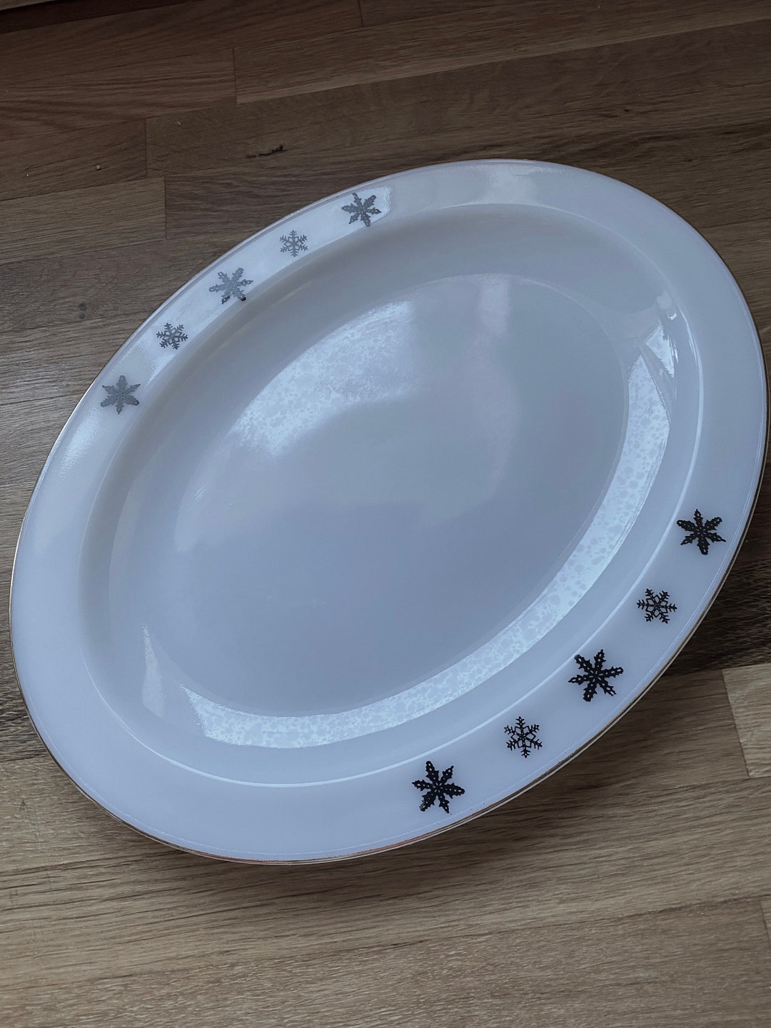 Vintage JAJ Pyrex Oval Platter, Gaiety Design, White Pyrex Serving ...