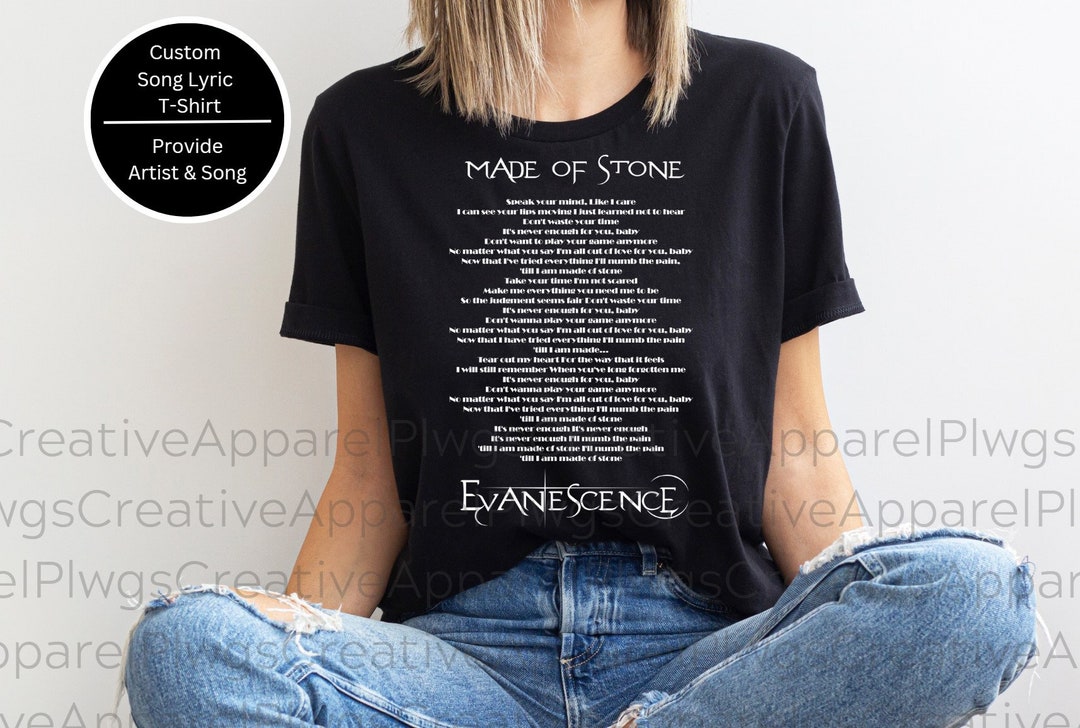 Custom Song Lyric Tshirt | High Quality Print | Personalized Song Lyric ...