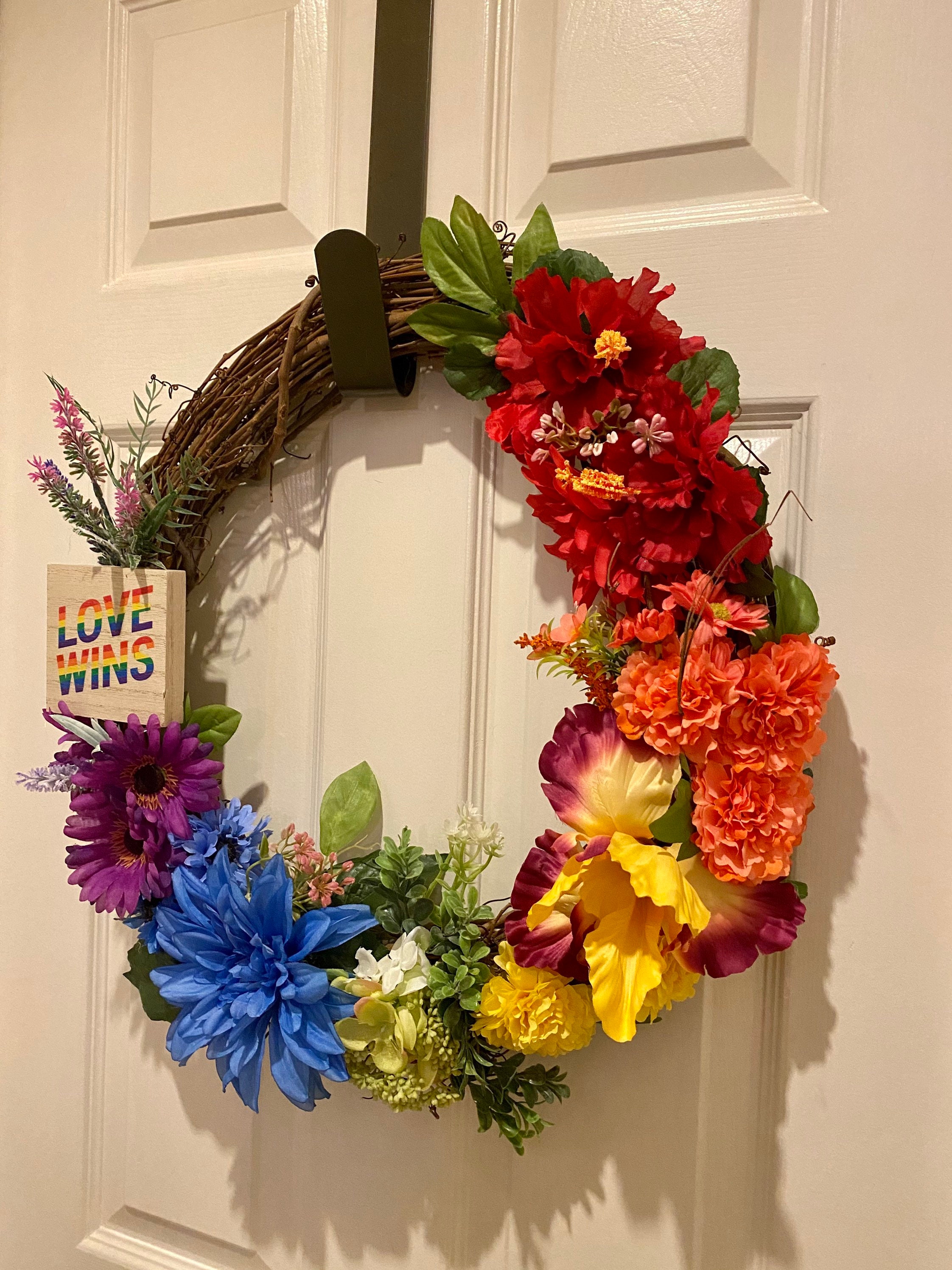 Rainbow LGBTQ PRIDE floral wreath 18 Rainbow wreath | Etsy