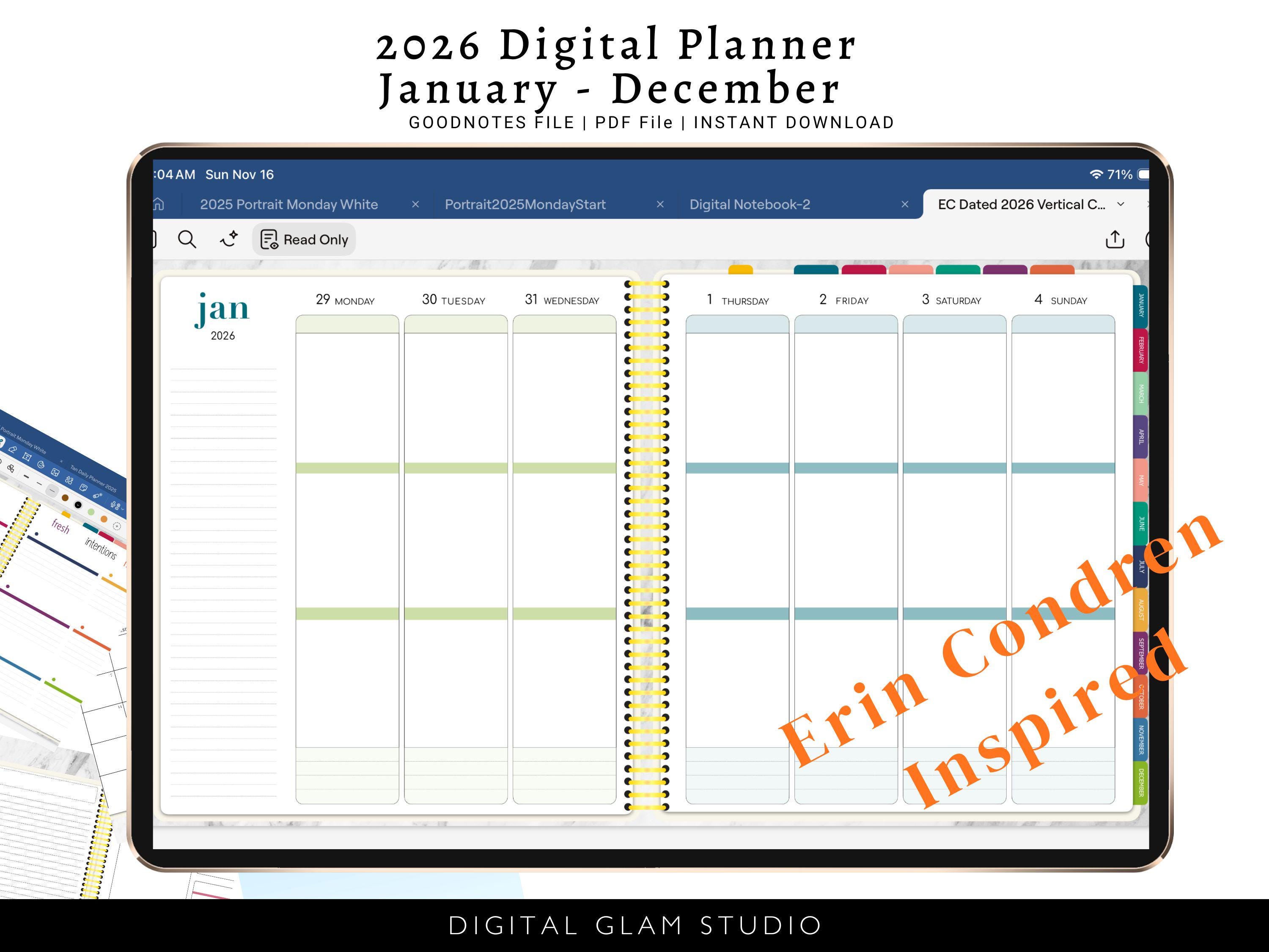 2026 Erin Condren Inspired Vertical Digital Life Planner - Etsy
