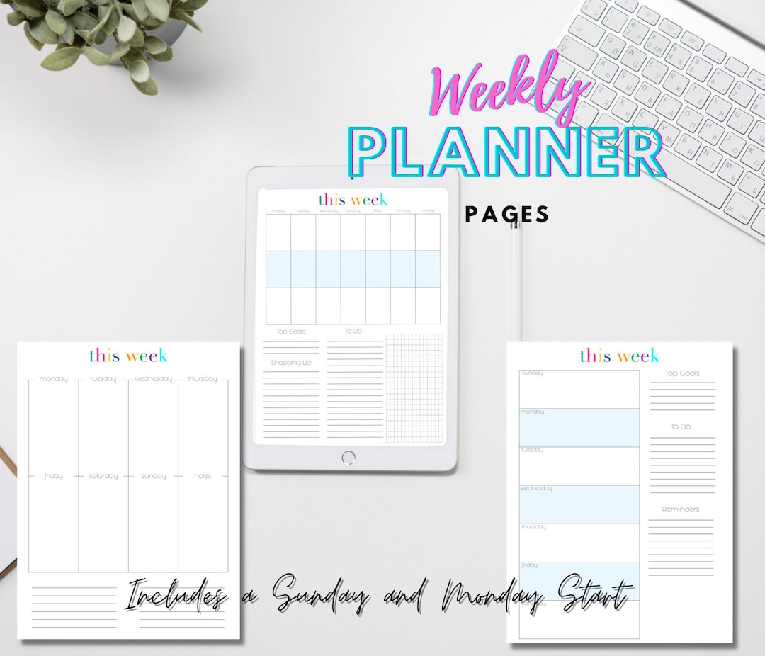 Weekly Digital Planner Pages for Use With iPad or Android Goodnotes ...