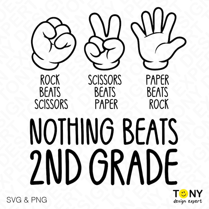 Rock Paper Scissors Svg Png, Nothing Beats 2nd Grade Svg, Funny Kids ...