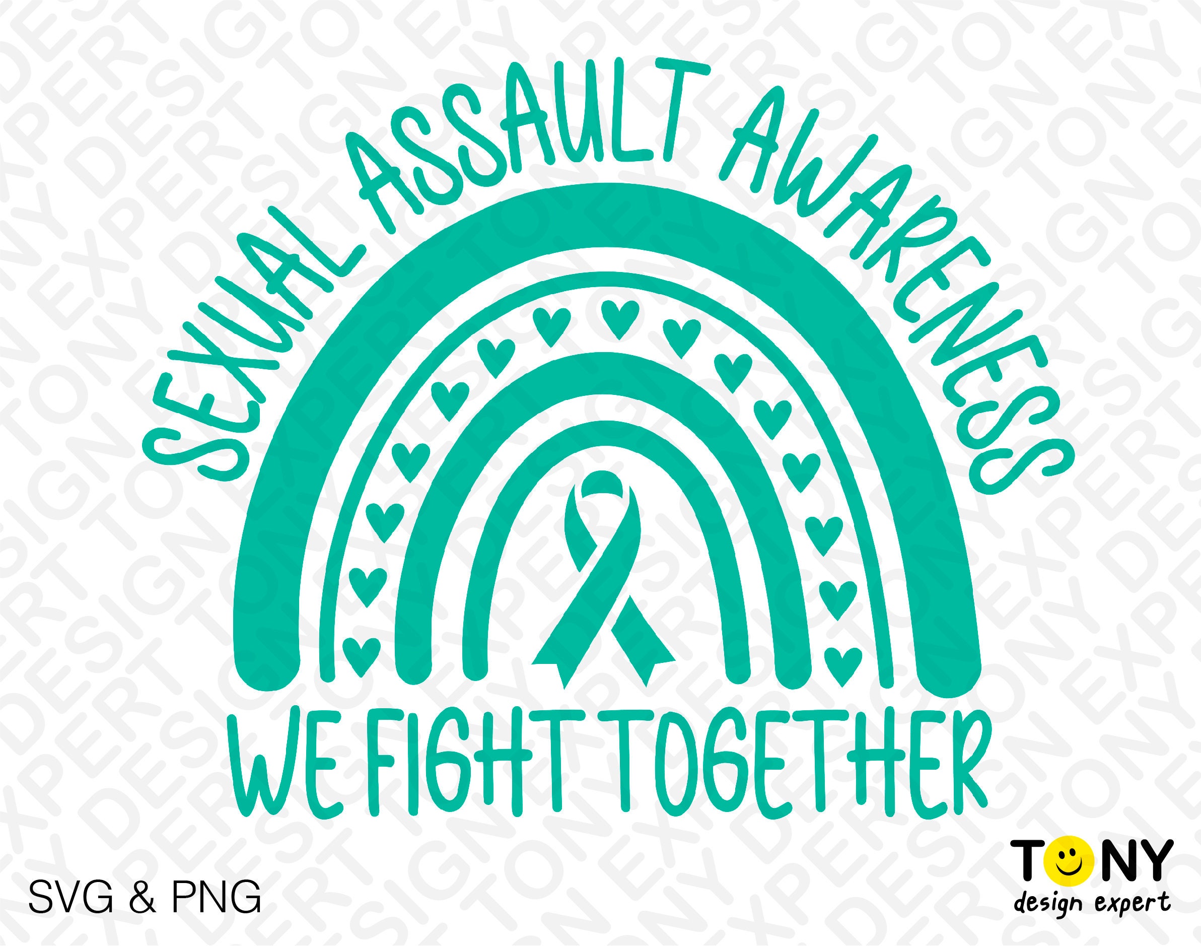 We Fight Together Svg Png, Sexual Assault Awareness Svg, Teal Ribbon ...