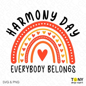 Harmony Day Svg Png, Everybody Belongs Svg, Trendy Orange Doodle Heart ...