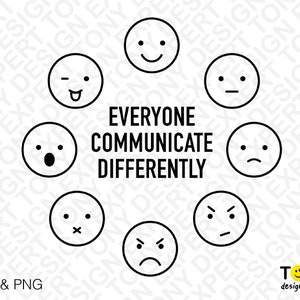 Everyone Communicate Differently Svg Png, Autism Svg, Autism Awareness ...