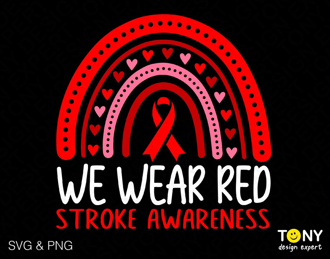We Wear Red Svg Png, Stroke Awareness Svg, Red Ribbon Svg, Trendy Boho ...