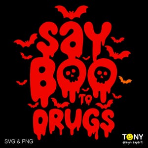 3 Colour Bundle Say Boo to Drugs Svg Png, Red Ribbon Week Svg Png ...