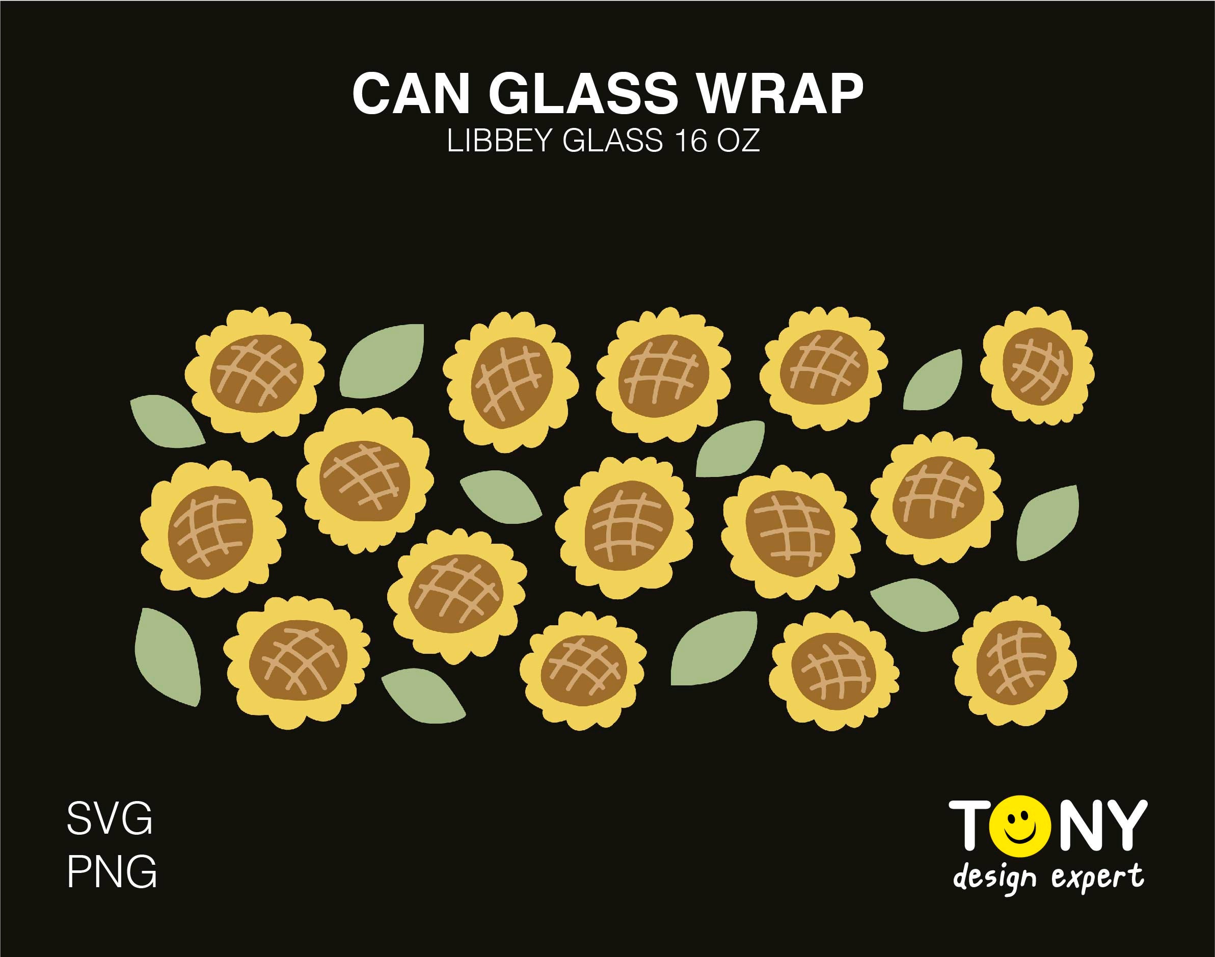 Hand Drawn Sunflower Can Glass Wrap Svg Cute Yellow Floral - Etsy