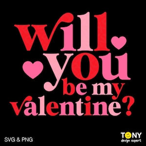 Will You Be My Valentine SVG PNG: Retro Love Quote Sweet Design ...