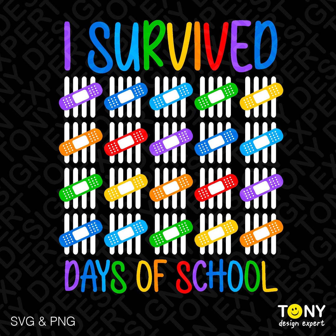 I Survived 100 Days of School Svg Png, Rainbow Counter Svg, Funny Kids ...