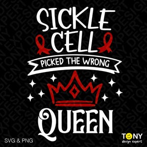 Sickle Cell Awareness SVG PNG: Red Ribbon Queen Family Support Retro ...