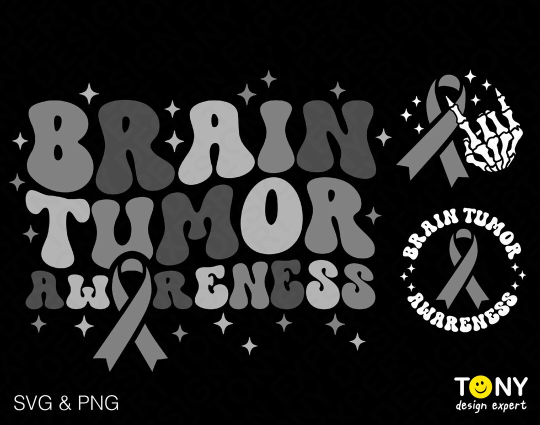 3 Bundle, Brain Tumor Awareness, Brain Cancer Awareness, Trendy Retro ...