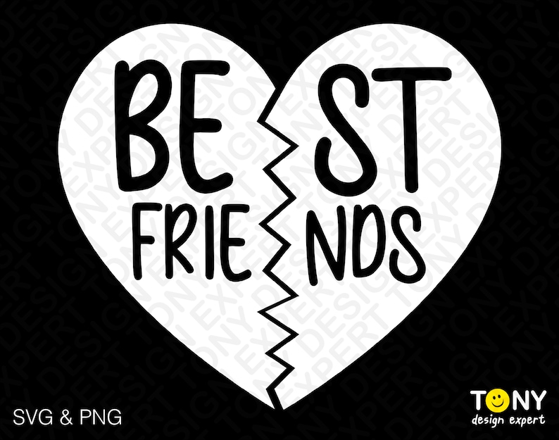 Best Friends Heart Svg Png, Friendship Svg, Split Heart Svg, Bff ...